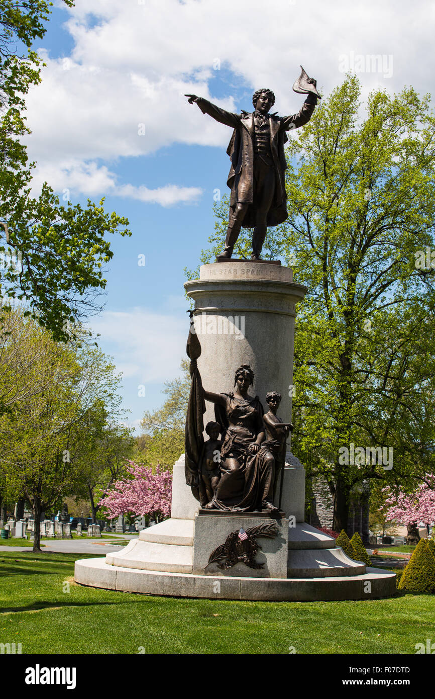The monument at Francis Scott Key grave in Mount Olivet Cemetery, close ...