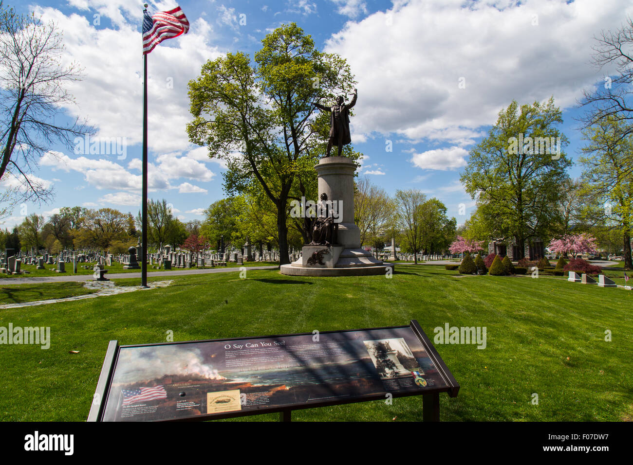 The monument at Francis Scott Key grave in Mount Olivet Cemetery, close ...