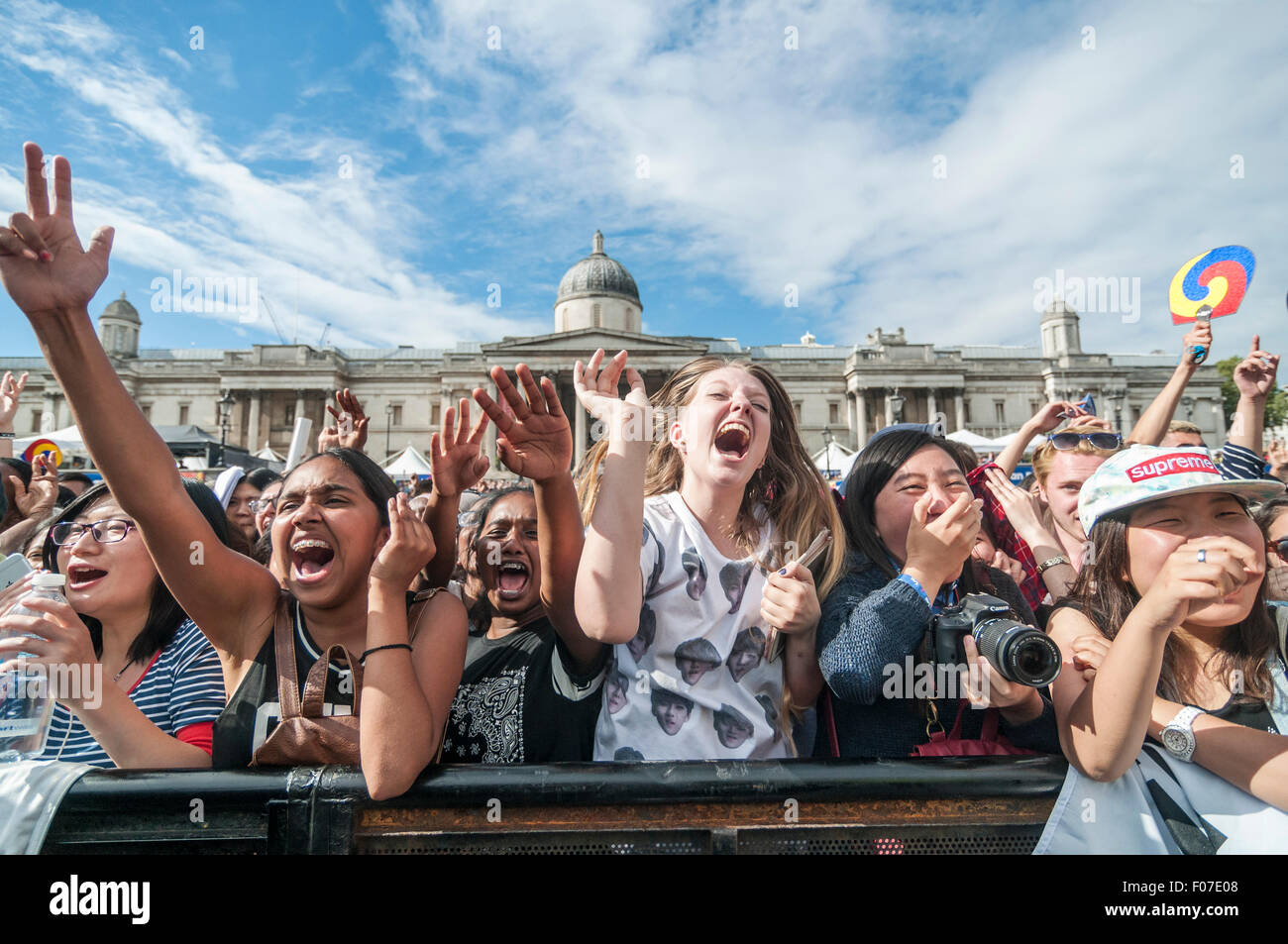London, UK. 9 August 2015. Teenage fans of K-Pop, many from London, but ...