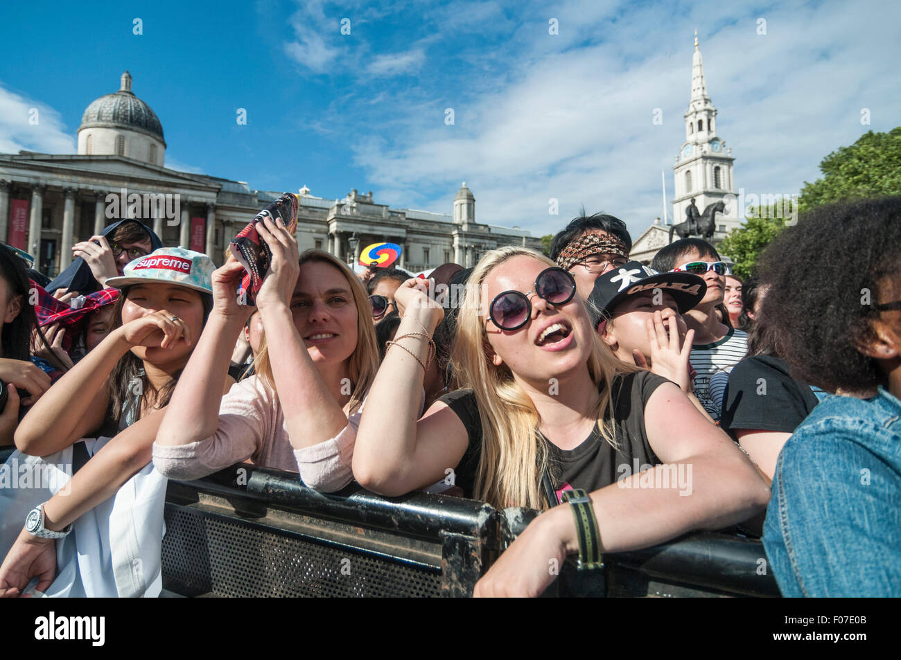 London, UK. 9 August 2015. Teenage fans of K-Pop, many from London, but ...
