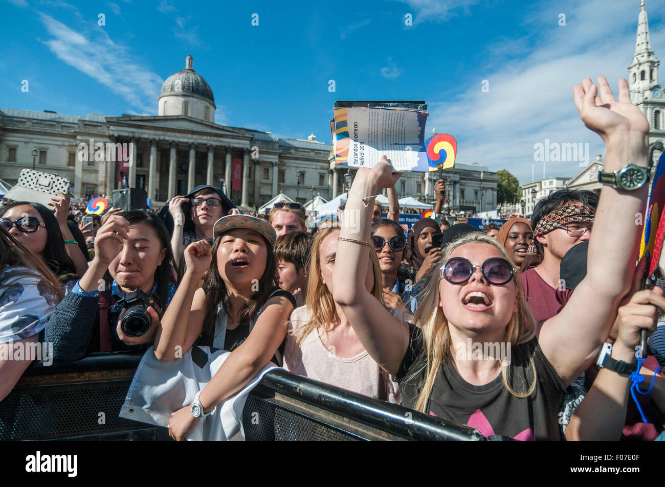 London, UK. 9 August 2015. Teenage fans of K-Pop, many from London, but ...