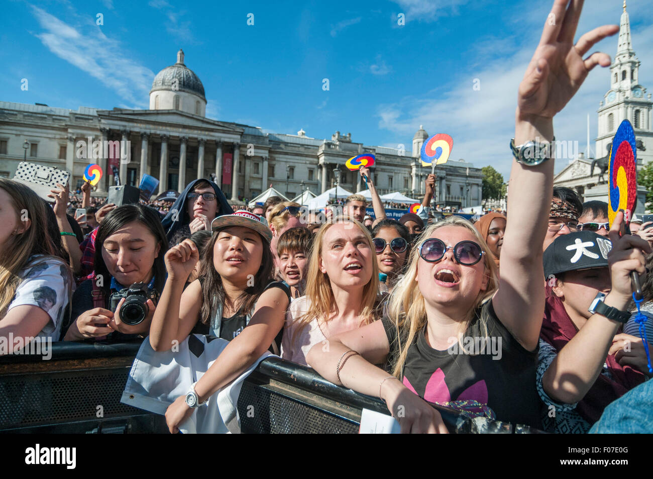 London, UK. 9 August 2015. Teenage fans of K-Pop, many from London, but ...