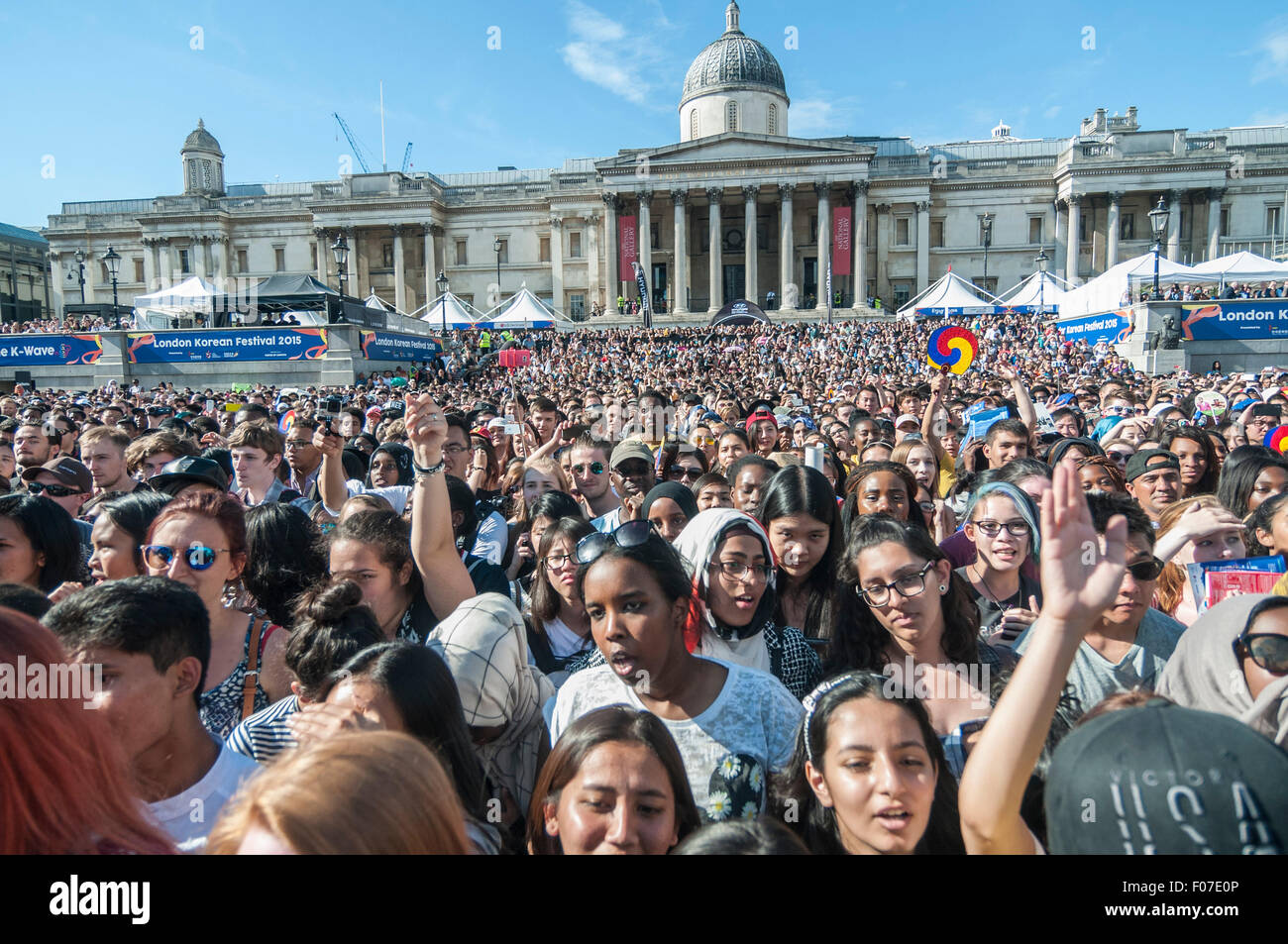 London, UK. 9 August 2015. Teenage fans of K-Pop, many from London, but ...