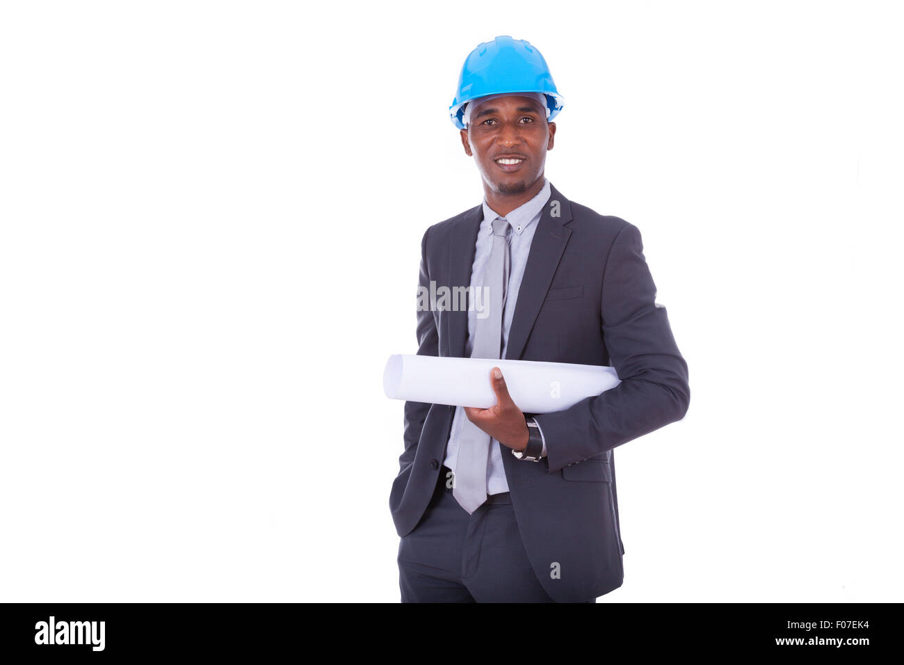 African American architect isolated on white background - black people ...