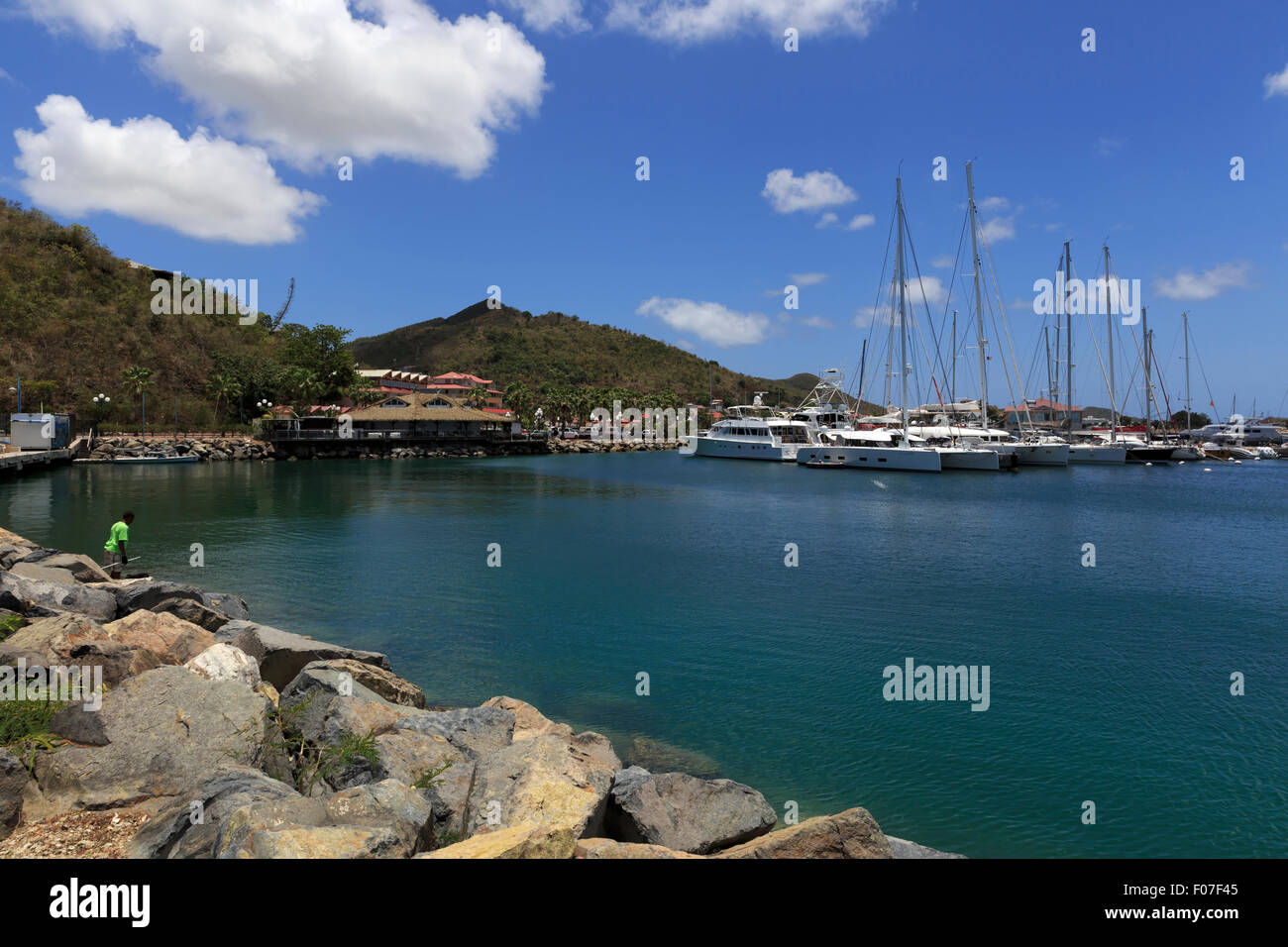 Marina Fort Louis and the waterfront of Marigot, Saint Martin Stock ...