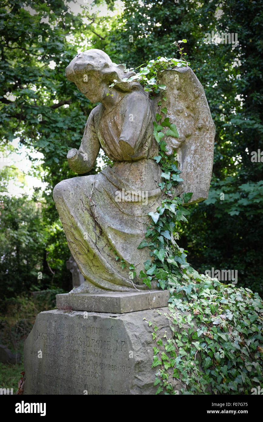 Cemetery Victorian winged angel figure grave memorial monument in ...