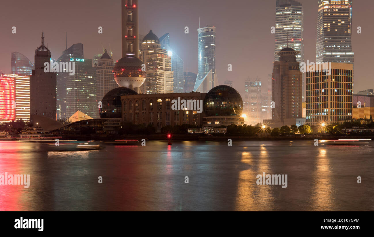 Night view of downtown and the embankment in Shanghai Stock Photo - Alamy