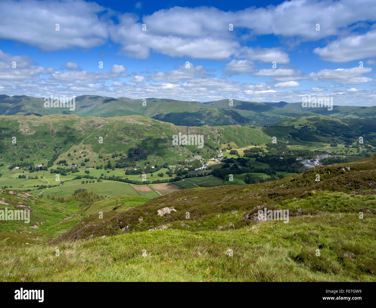 Great Langdale and Chapel Stile from Lingmoor Fell, Lake District ...