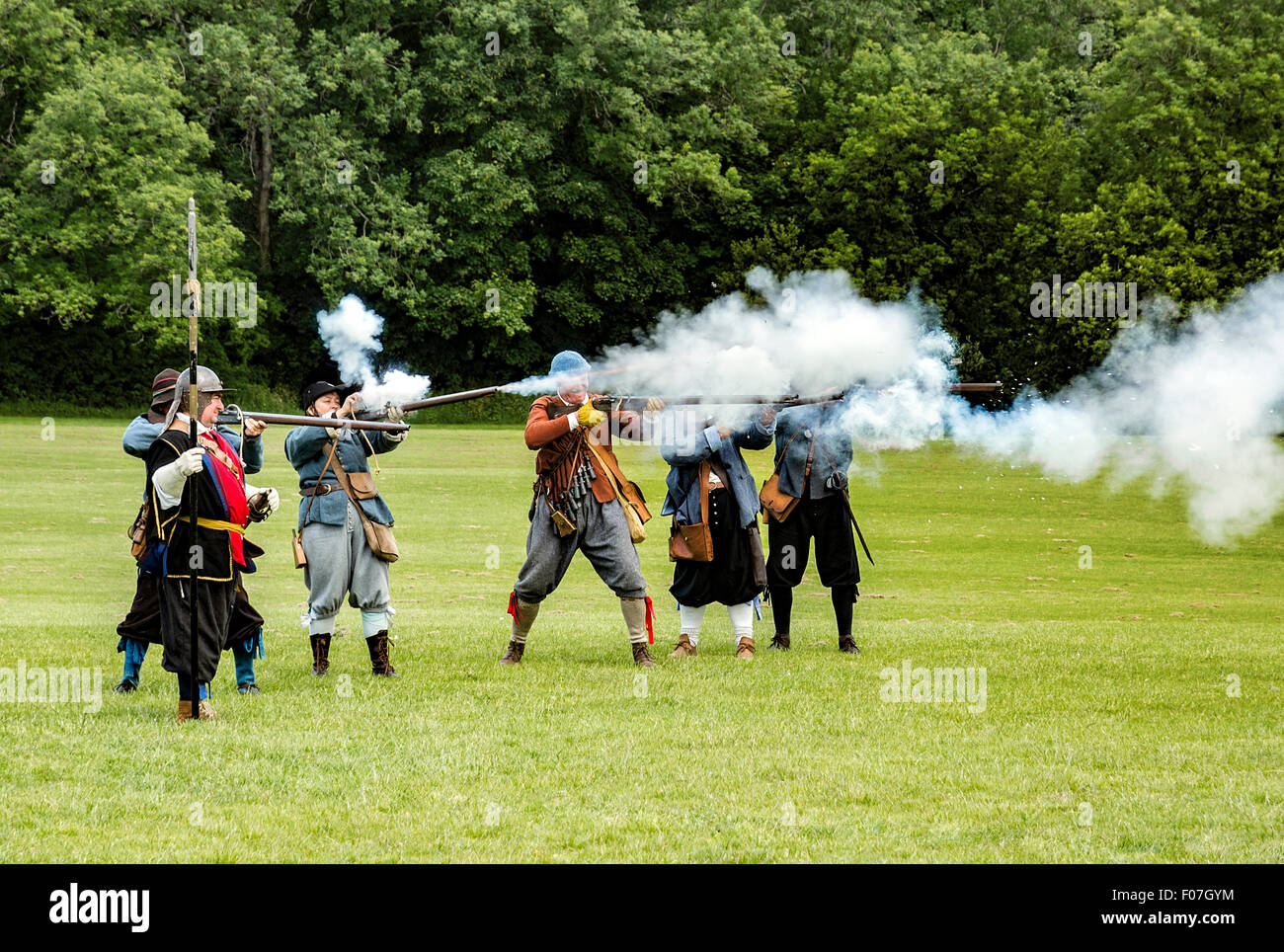 Members of the Sealed Knot society taking part in a re-enactment of the ...