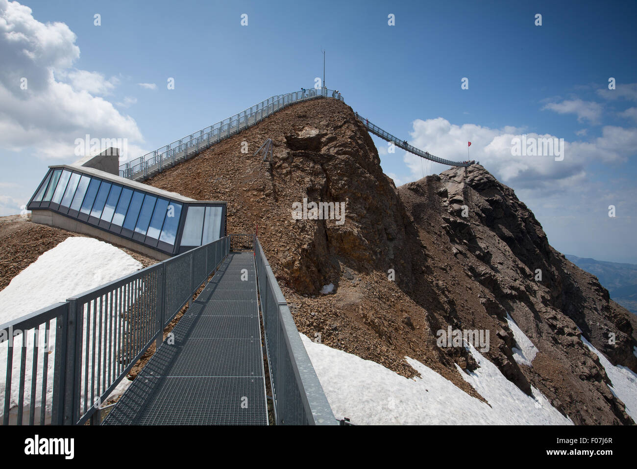 Vaud,Switzerland - July 11,2015: Peak Walk bridge.Peak Walk is a ...