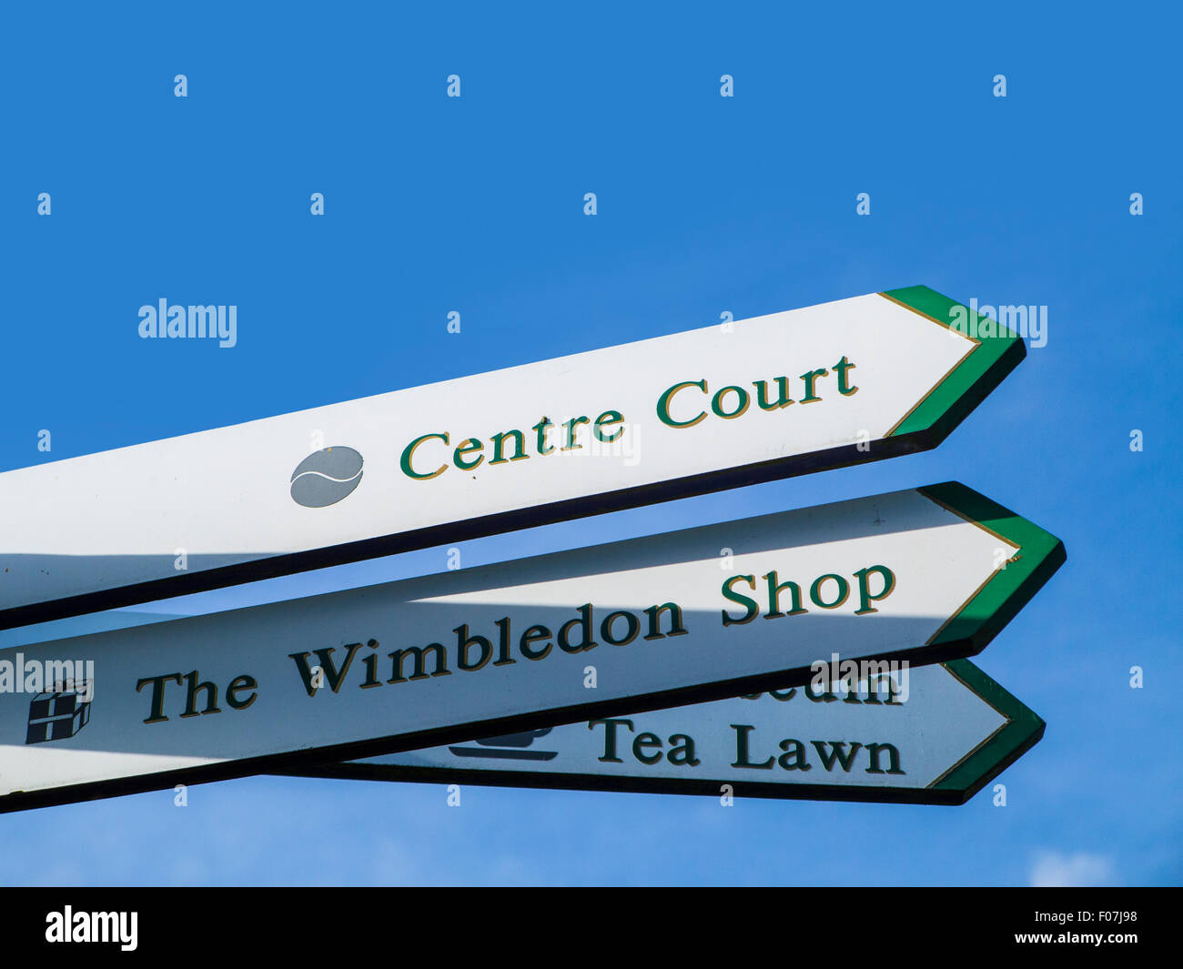 Centre Court and signs from the All England Tennis Club in Wimbledon ...