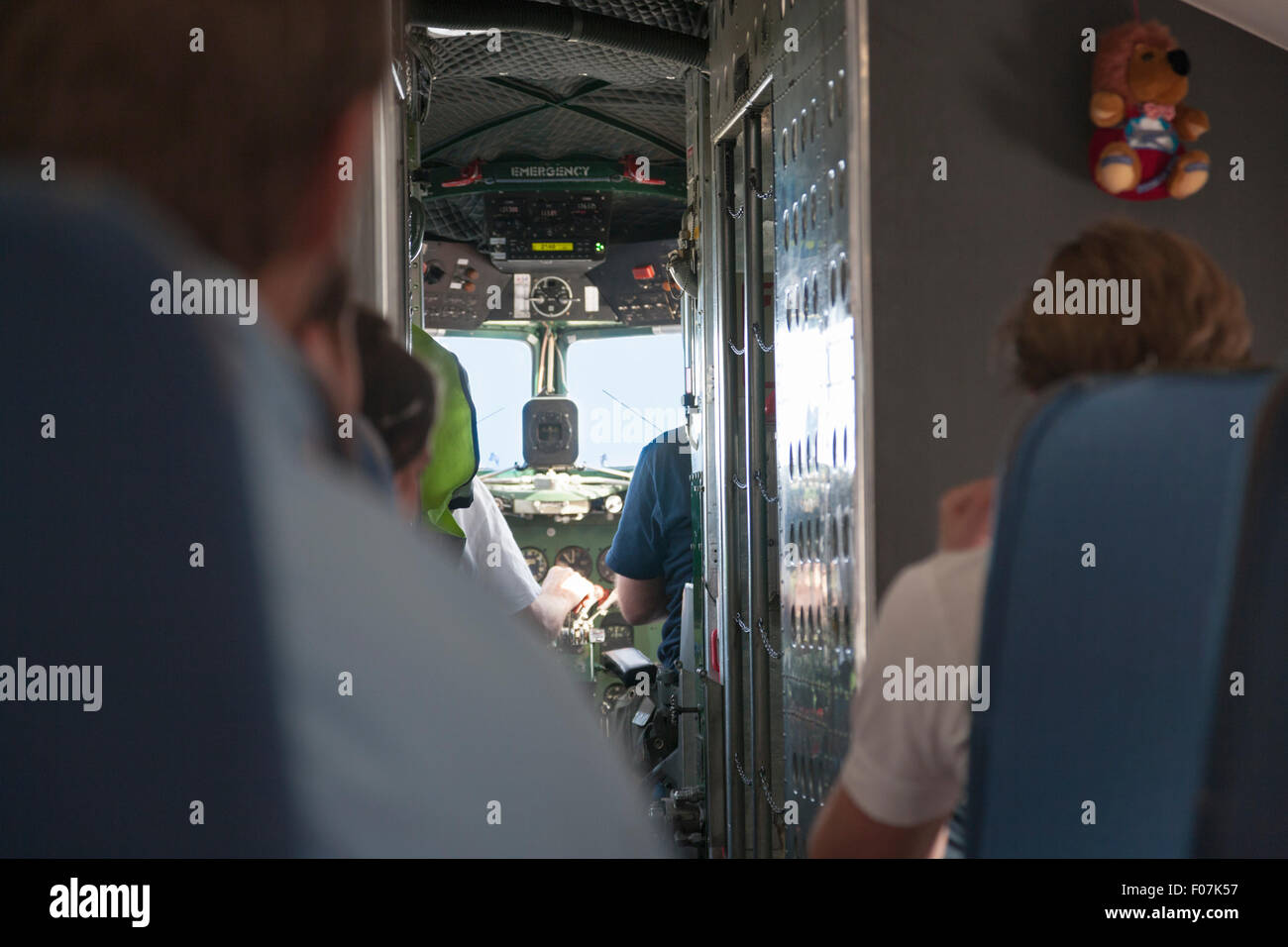 Airplane interior detail with a view to the pilot's cabin Stock Photo ...