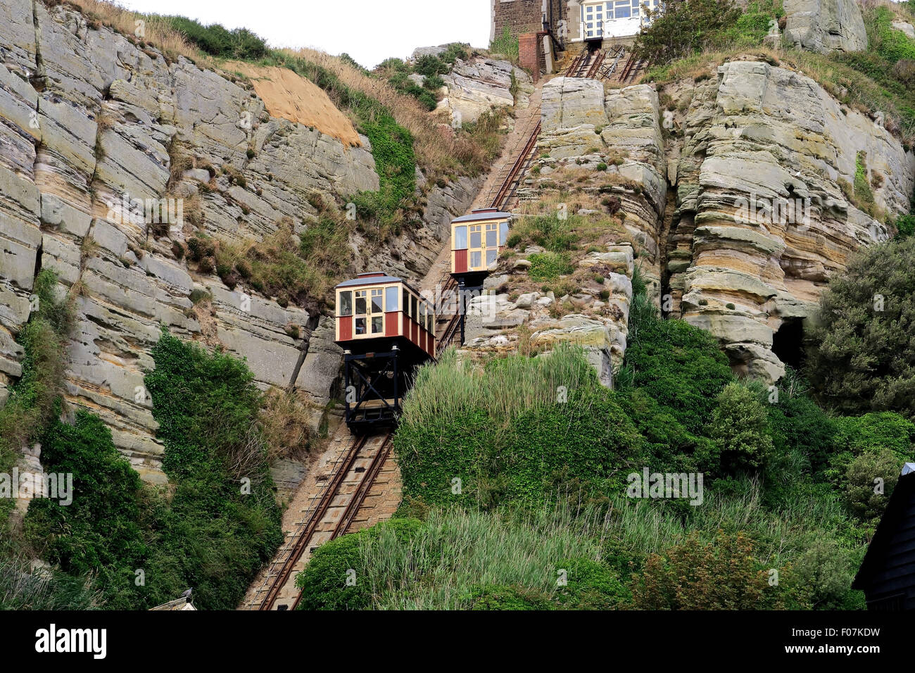 The trams at the East hill cliff in Hastings Stock Photo - Alamy