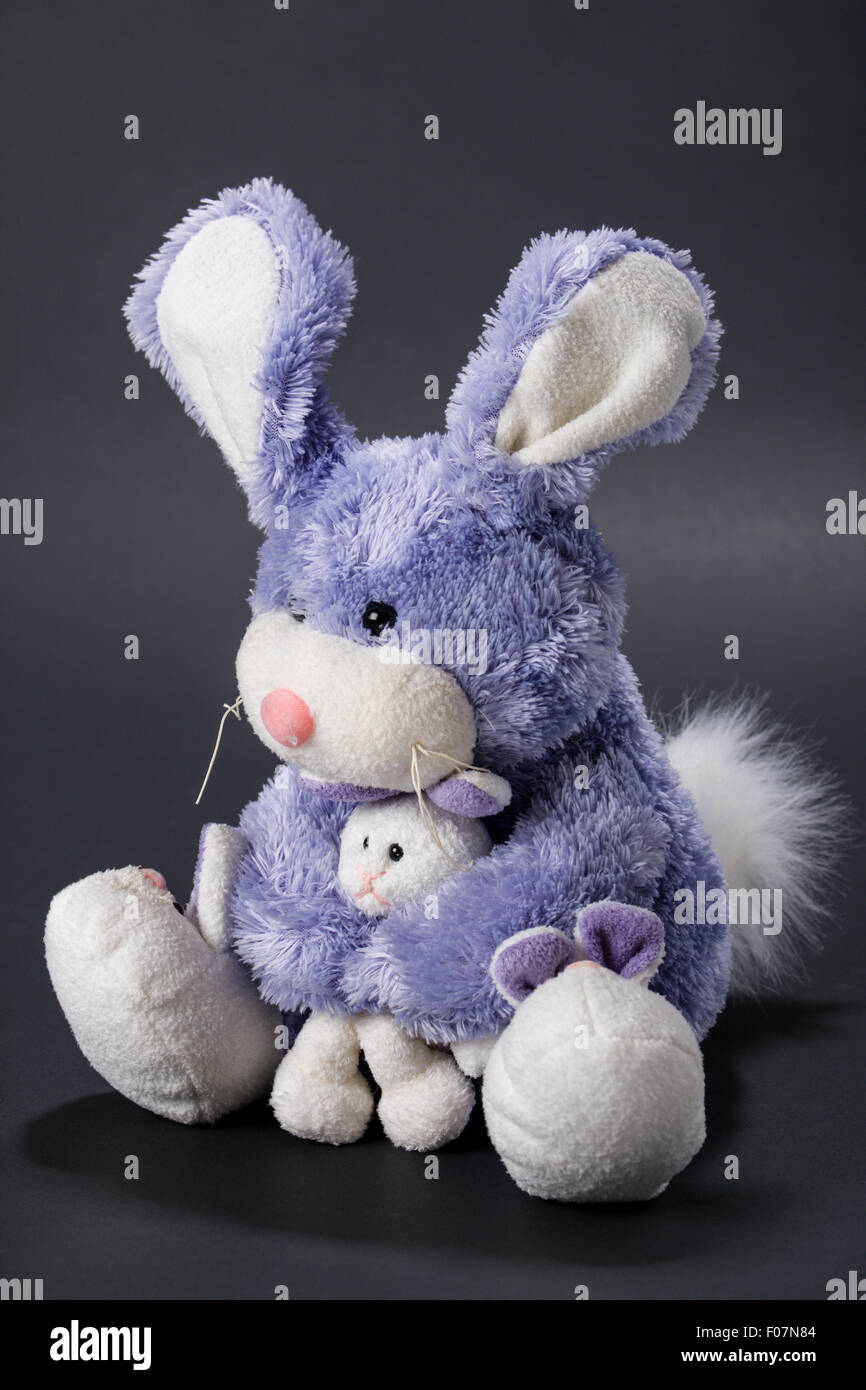 Stuffed mother and baby rabbit Stock Photo - Alamy