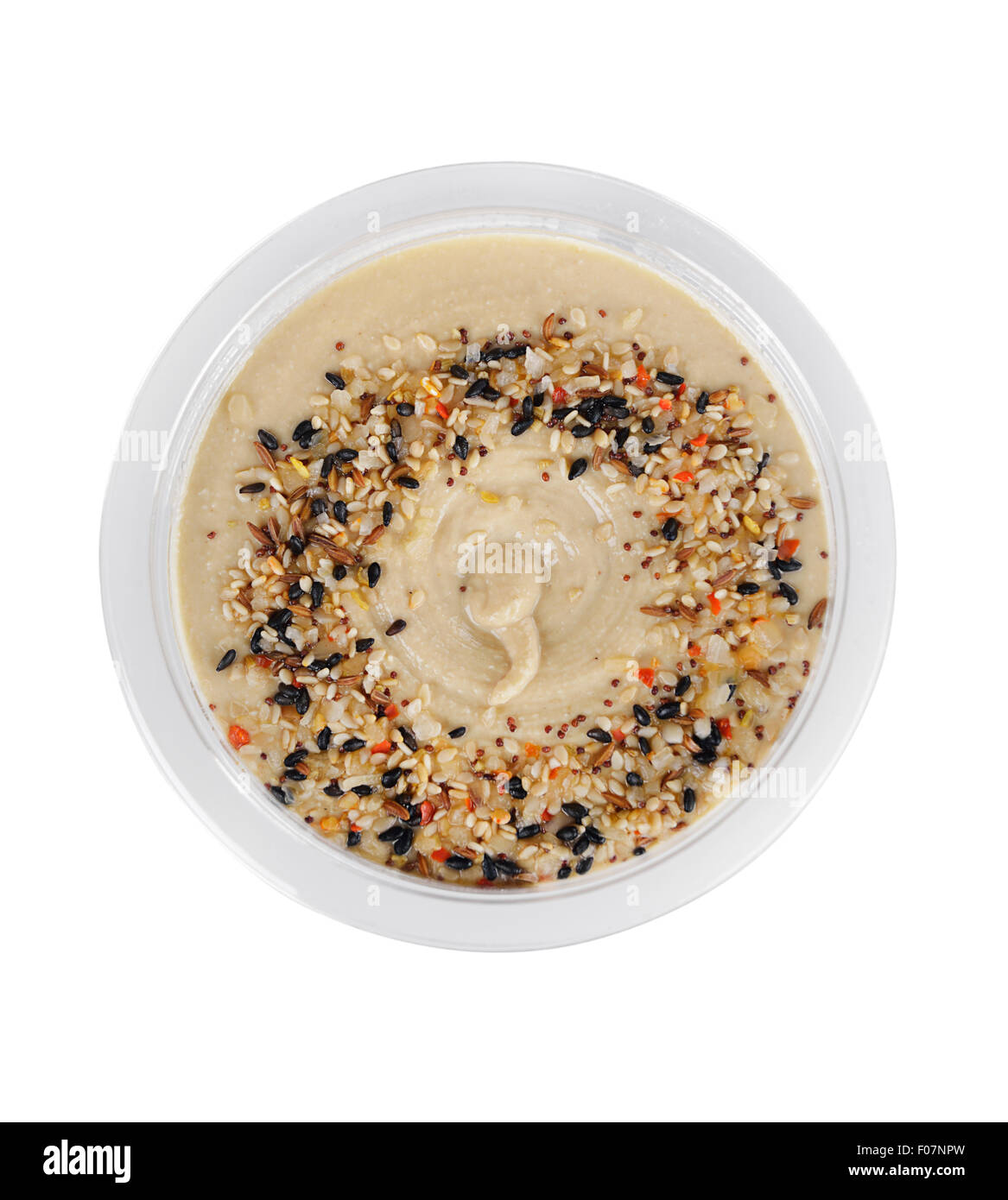 Hummus in a Plastic Container Isolated on White Background Stock Photo ...