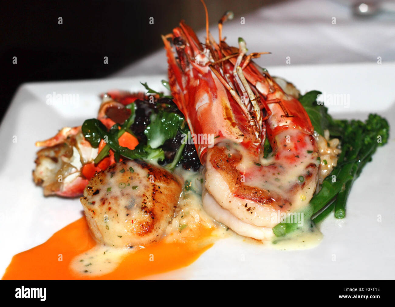 Gourmet sea food dish at the restaurant Stock Photo - Alamy