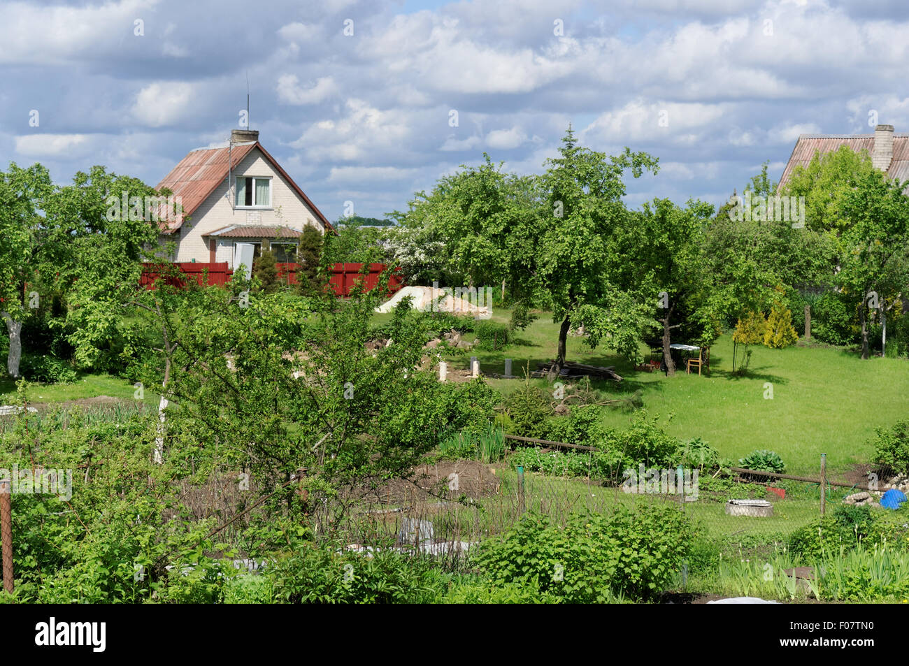 Poor green summer European village simple rural landscape Stock Photo ...