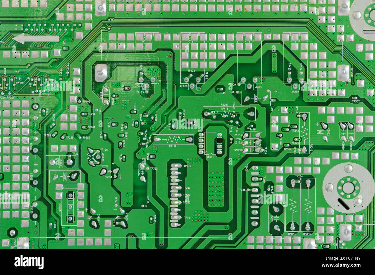 Printed circuit green electronic board background. Mass production ...