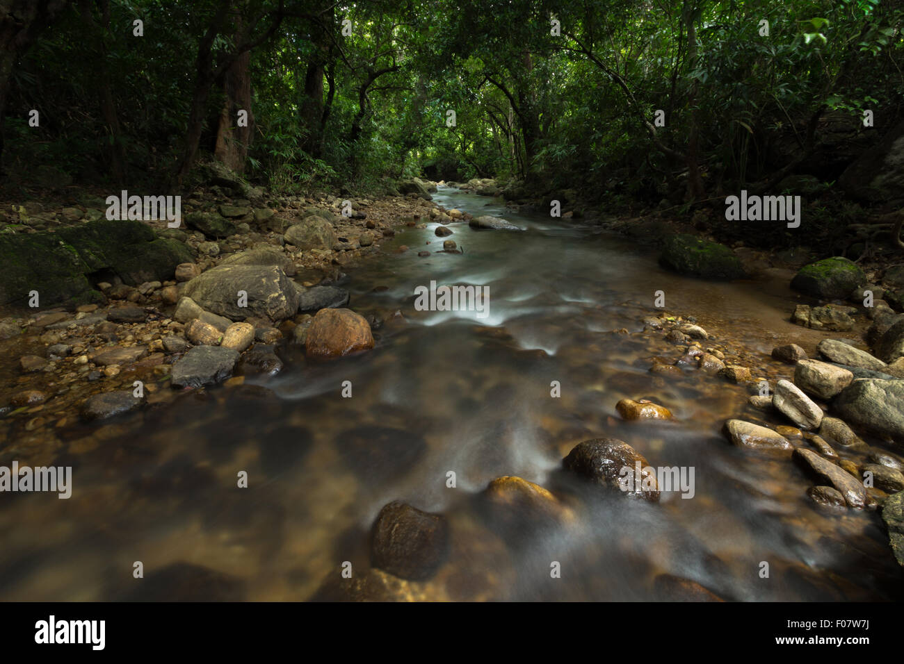 Rocky river inside Vazhvanthol waterfalls, Thiruvananthapuram,Kerala ...