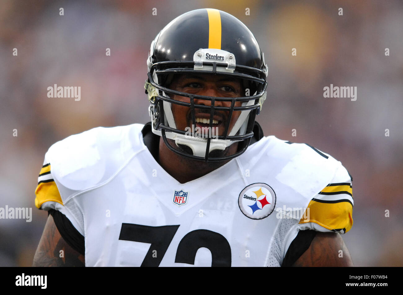 Canton, Ohio. 9th Aug, 2015. Ramon Foster #73 during the NFL/Hall of ...
