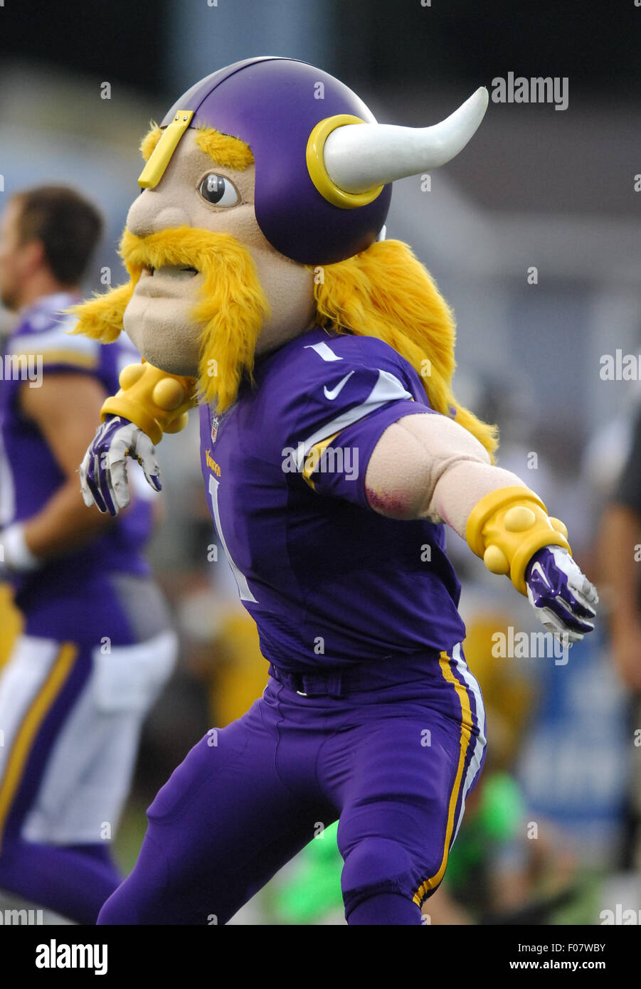 Canton, Ohio. 9th Aug, 2015. Vikings mascot during the NFL/Hall of Fame ...