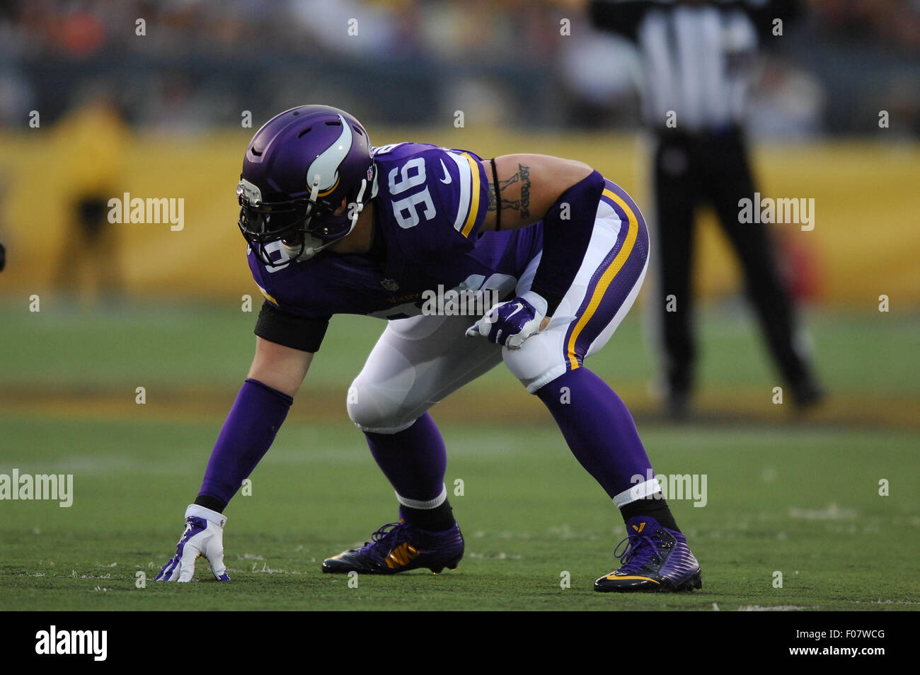 Canton, Ohio. 9th Aug, 2015. Brian Robison #96 during the NFL/Hall of ...