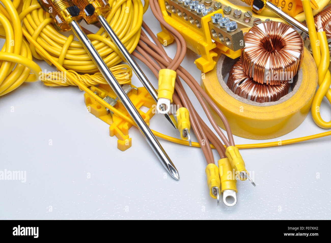 Tools and component for electrical installation Stock Photo - Alamy