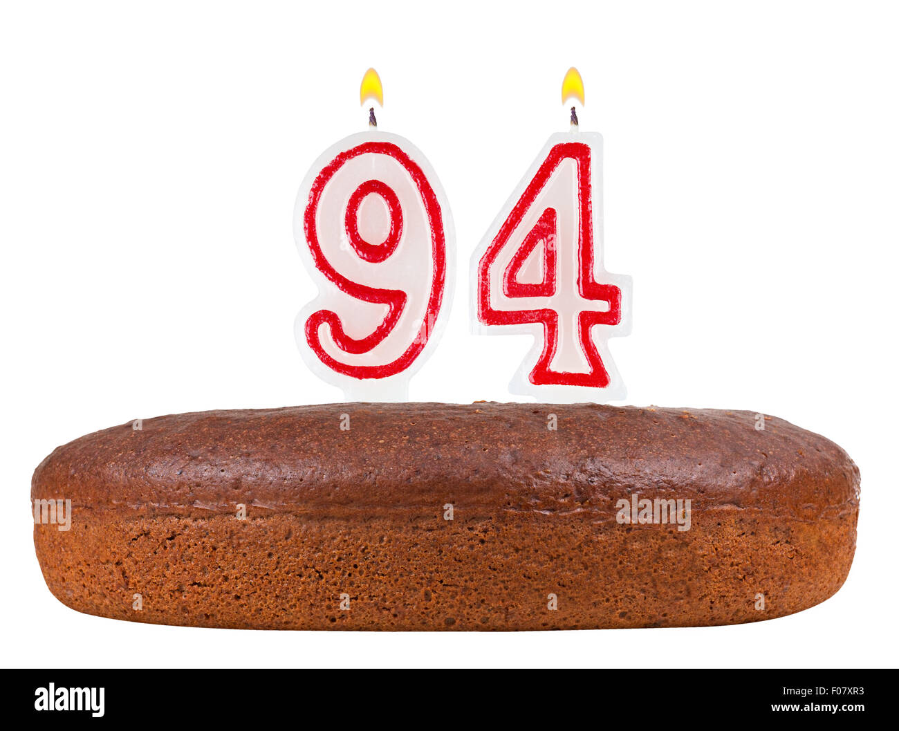 birthday cake with candles number 94 isolated on white background Stock ...