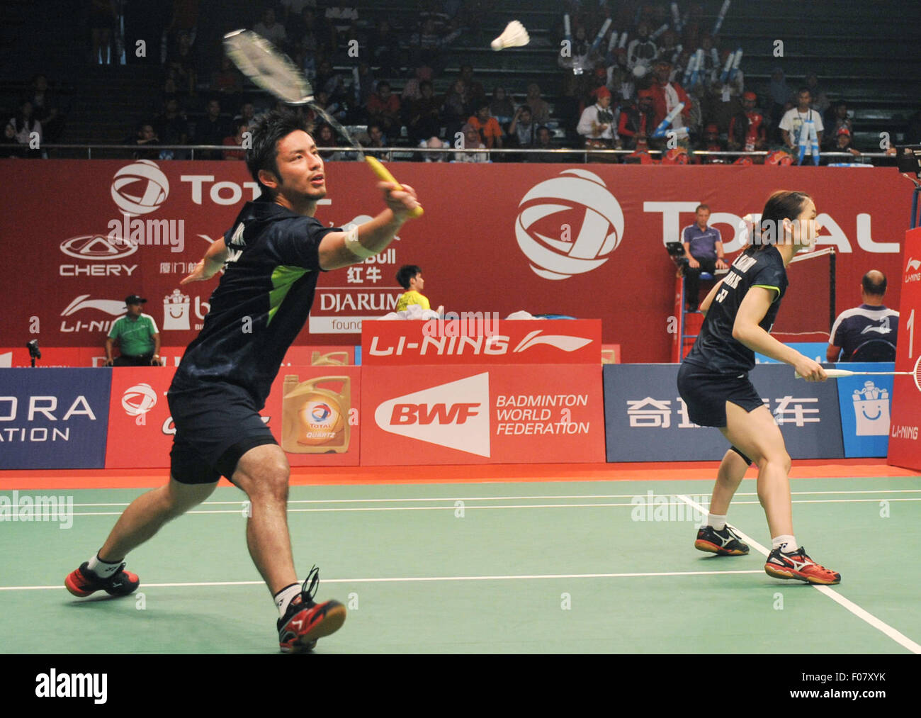 Jakarta, Indonesia. 10th Aug, 2015. Japanese mixed double Kenichi ...