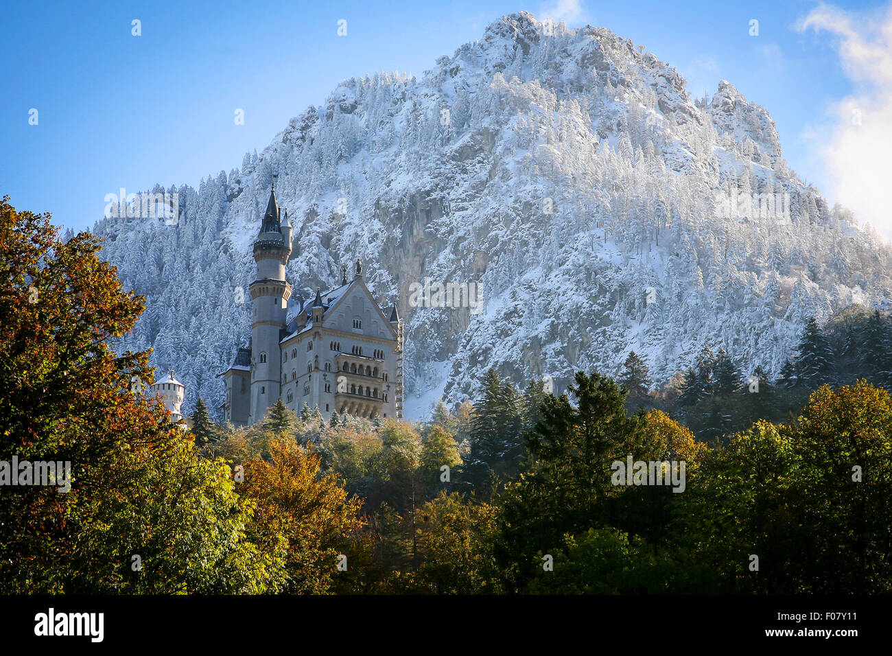 Neuschwanstein Castle in Baviera, Germany. Autumn Time Stock Photo - Alamy