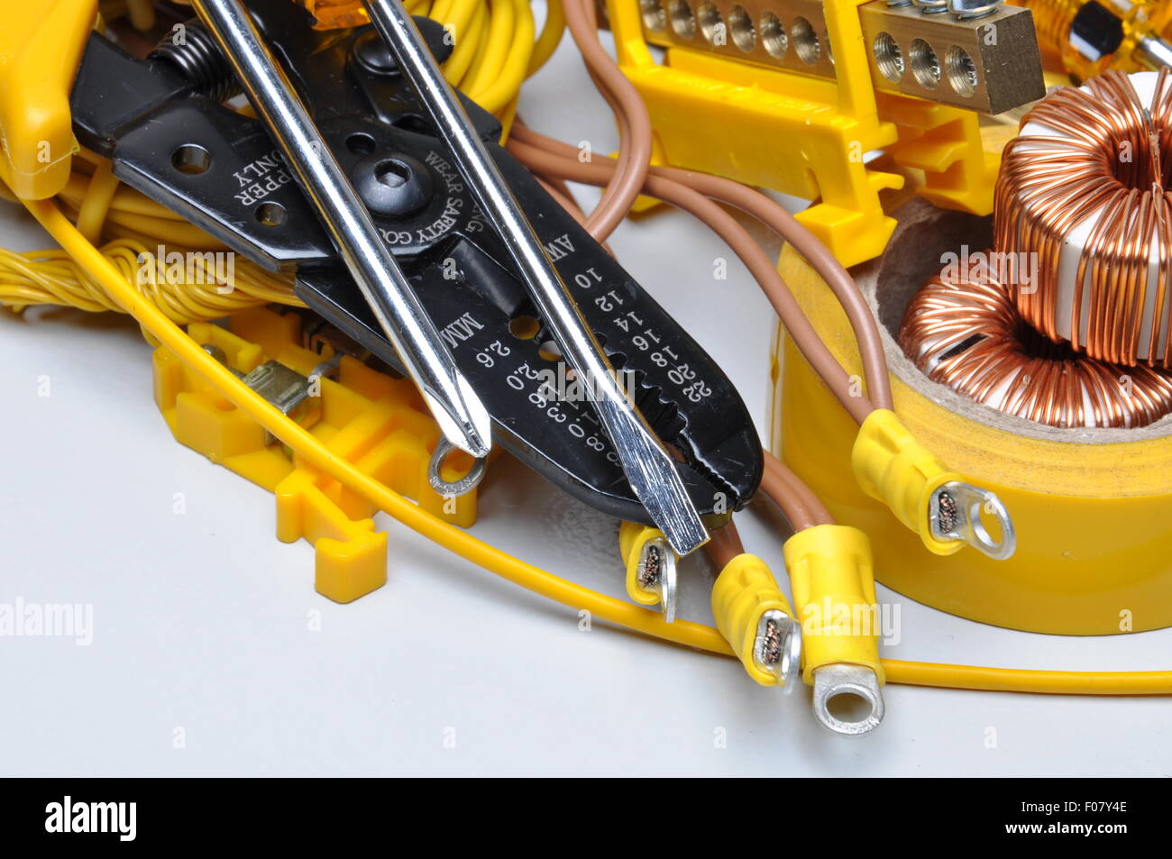 Tools and component for electrical installation Stock Photo - Alamy
