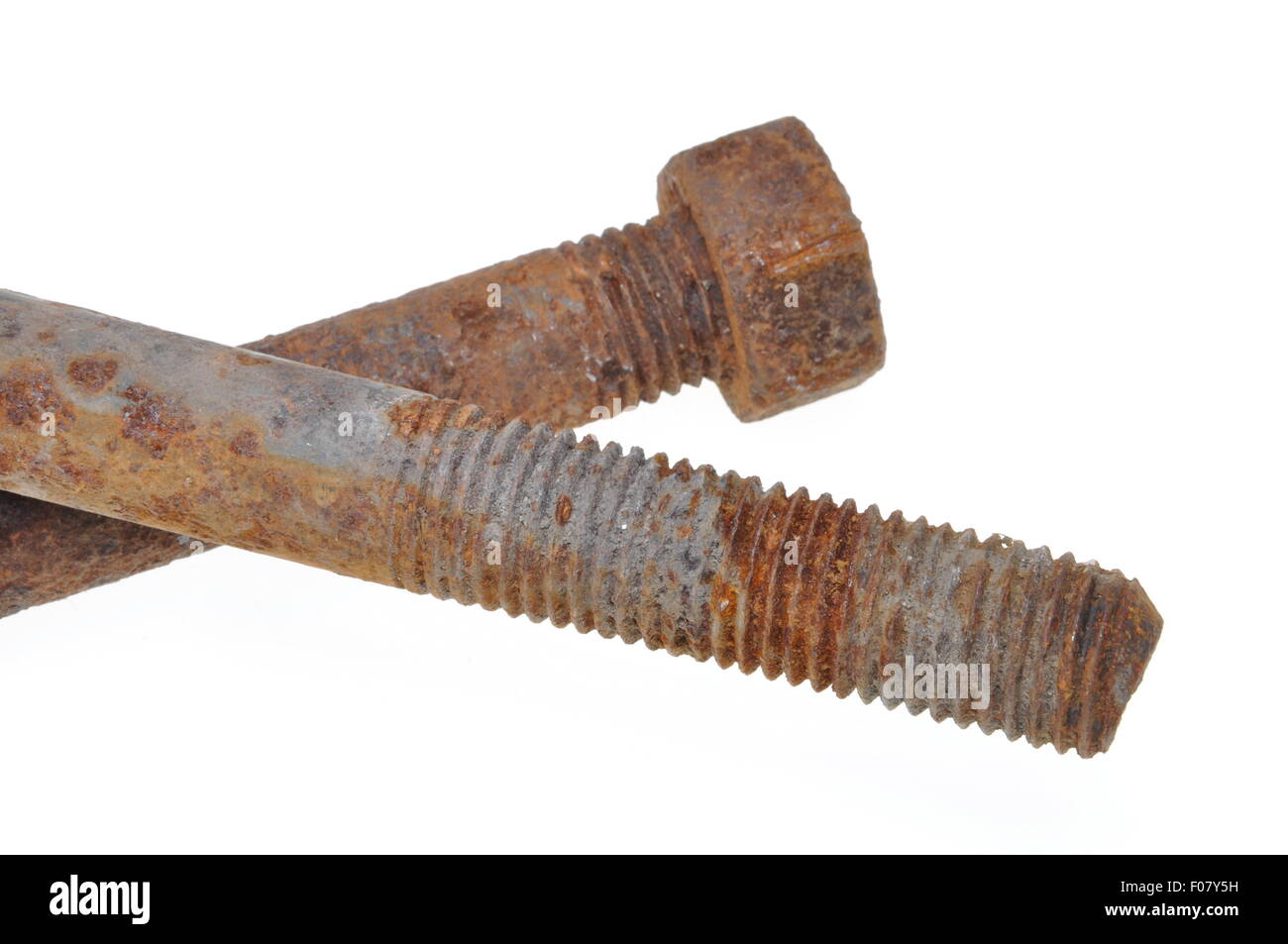 Rusty bolts isolated on white background Stock Photo - Alamy