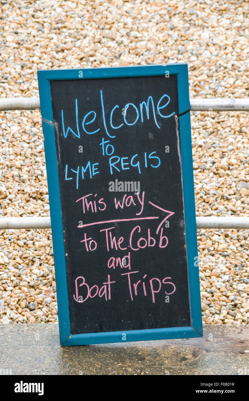 Sign giving directions to the famous Cobb at Lyme Regis Stock Photo - Alamy