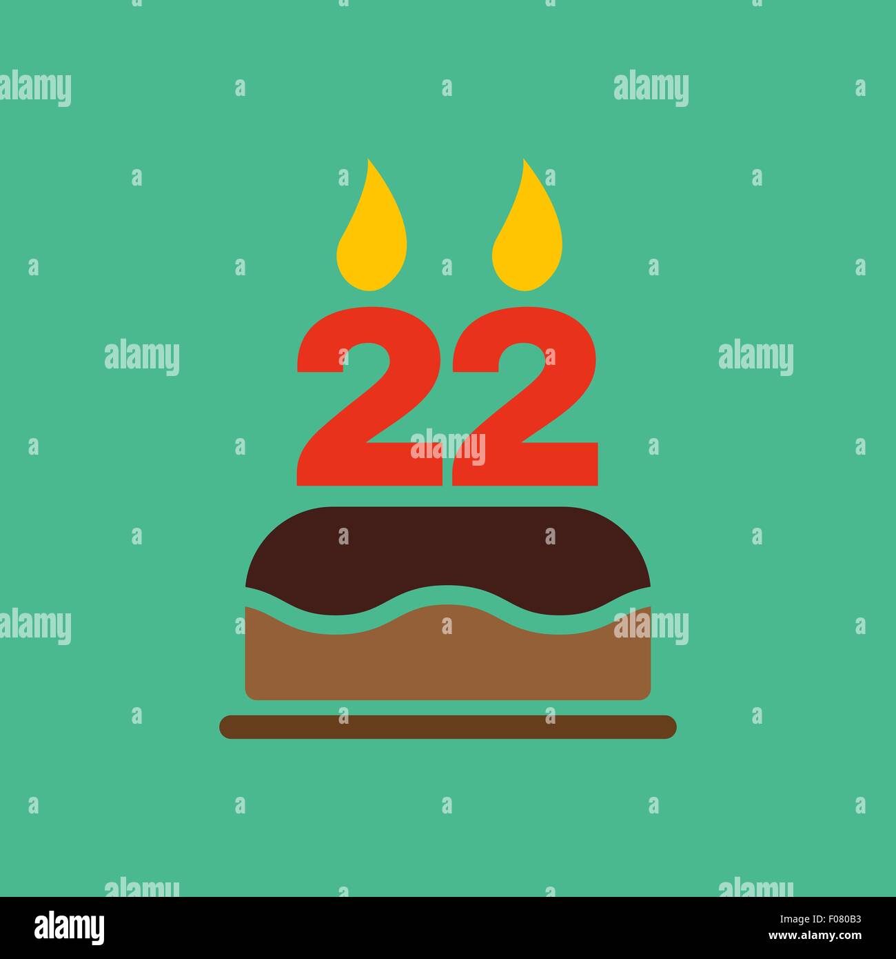 The birthday cake with candles in the form of number 22 icon. Birthday ...