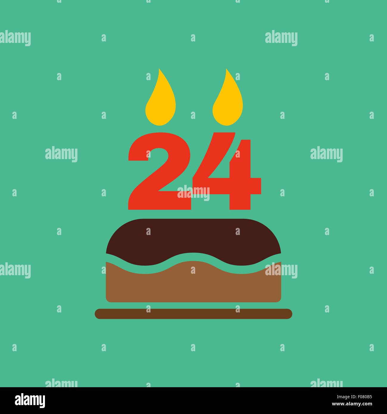 The birthday cake with candles in the form of number 24 icon. Birthday ...