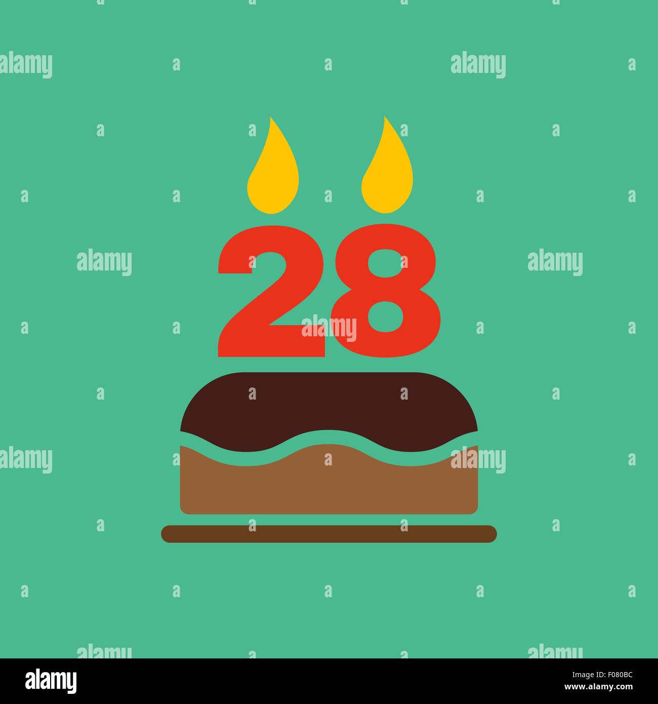 The birthday cake with candles in the form of number 28 icon. Birthday ...