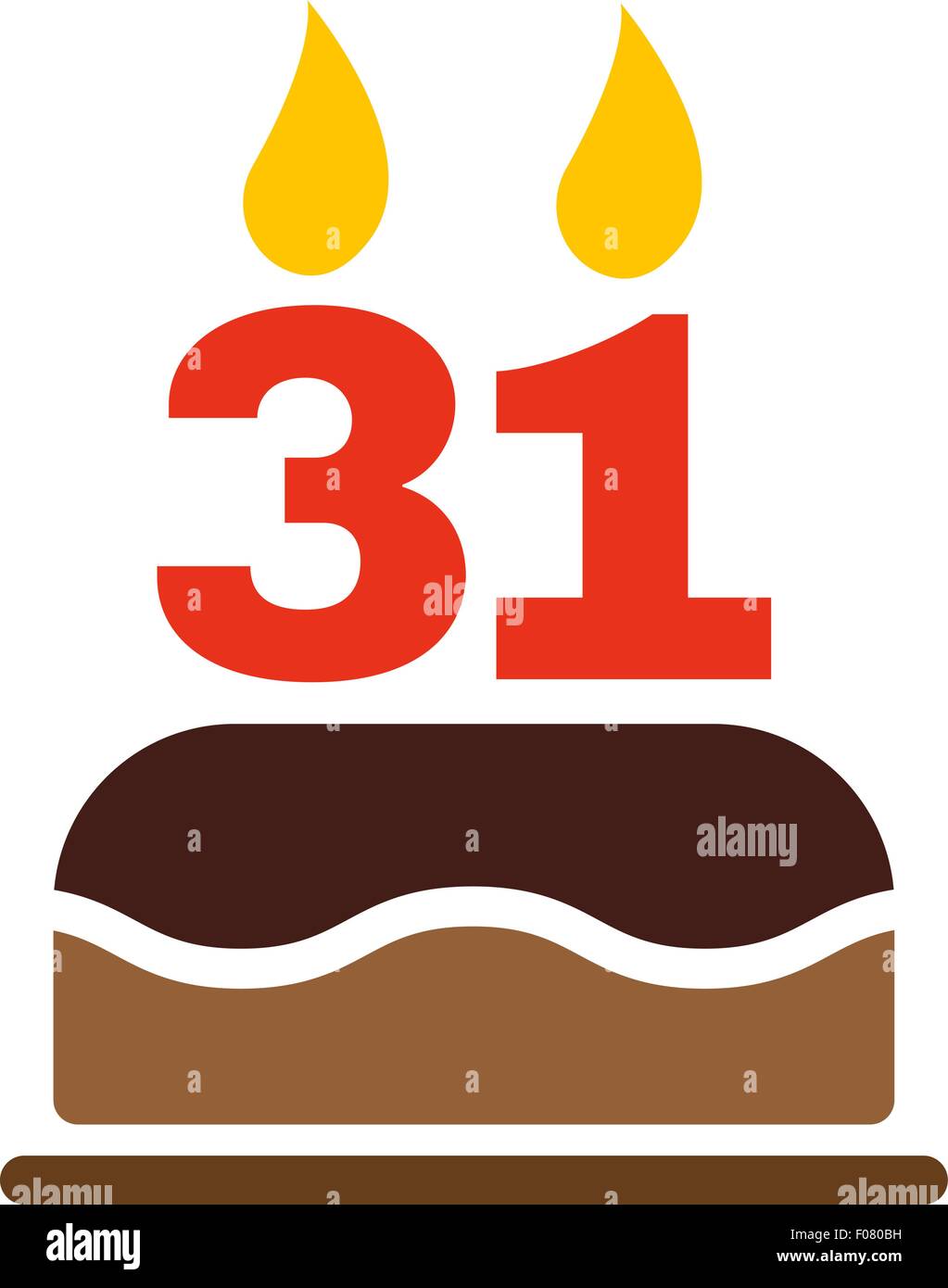 The birthday cake with candles in the form of number 31 icon. Birthday ...