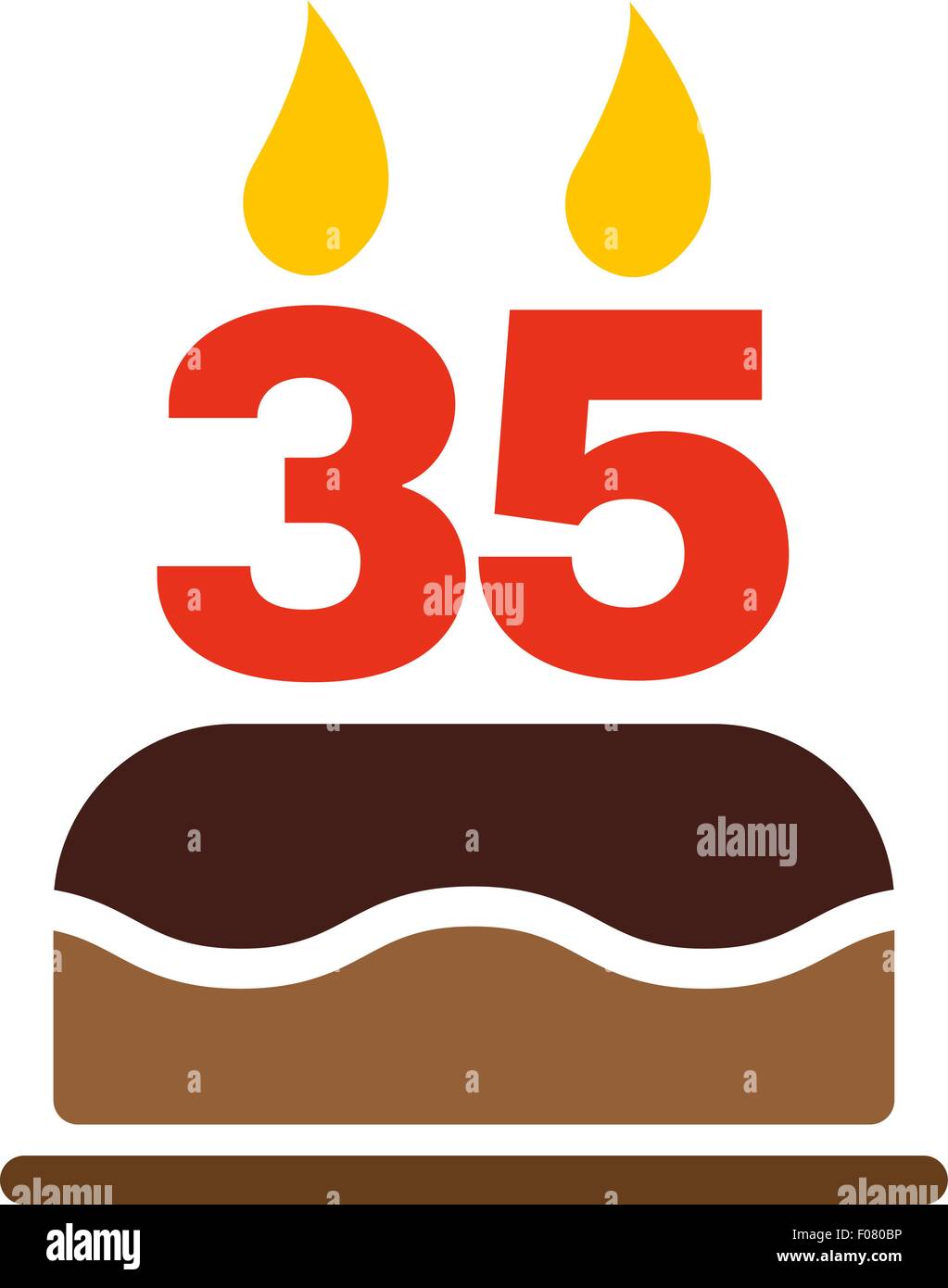 The birthday cake with candles in the form of number 35 icon. Birthday ...
