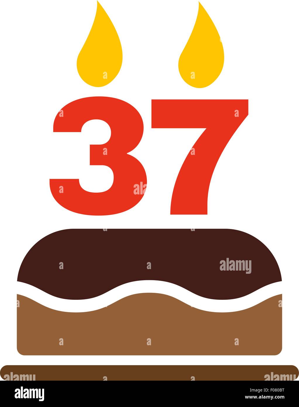 The birthday cake with candles in the form of number 37 icon. Birthday ...