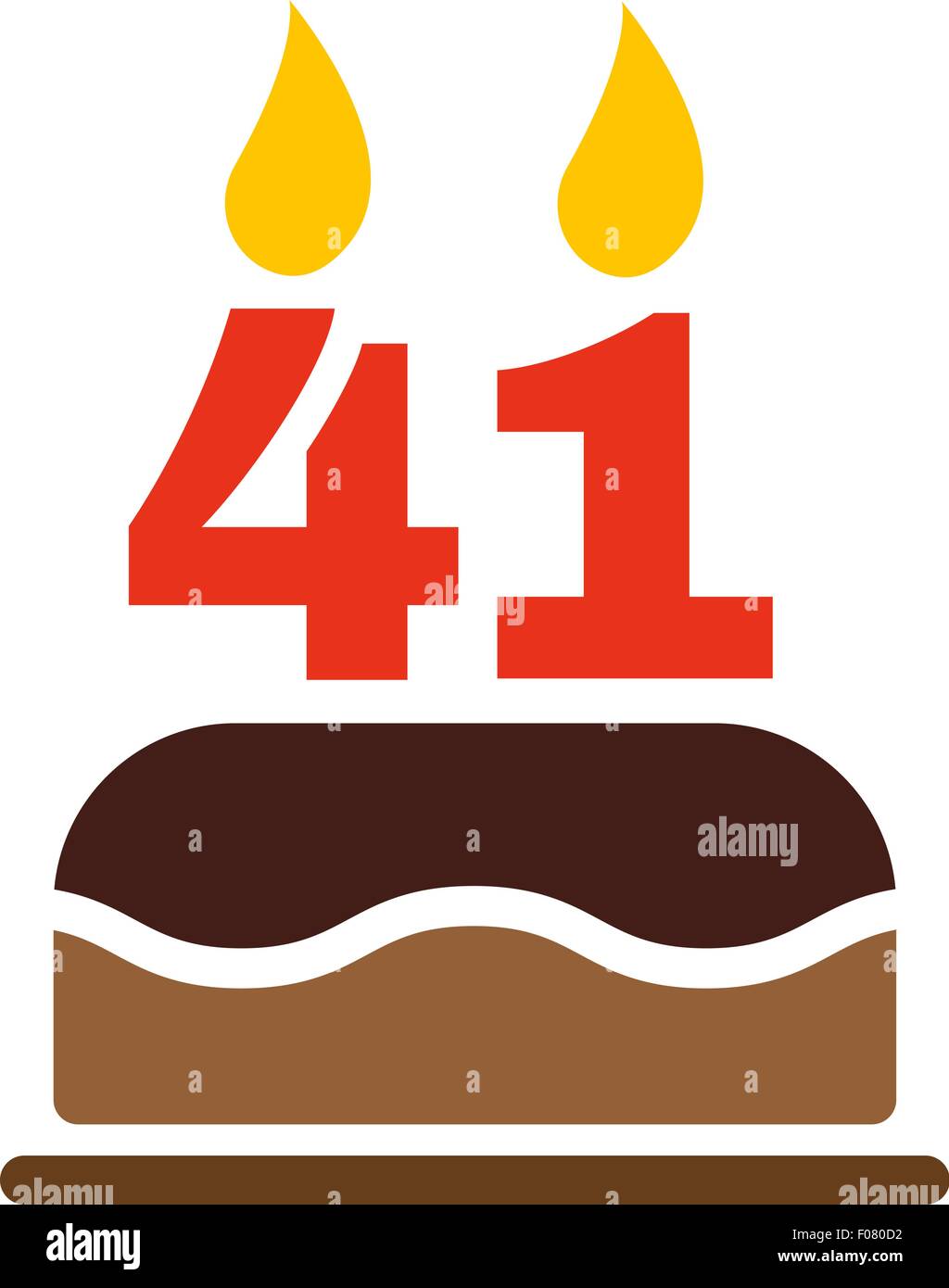 The birthday cake with candles in the form of number 41 icon. Birthday ...