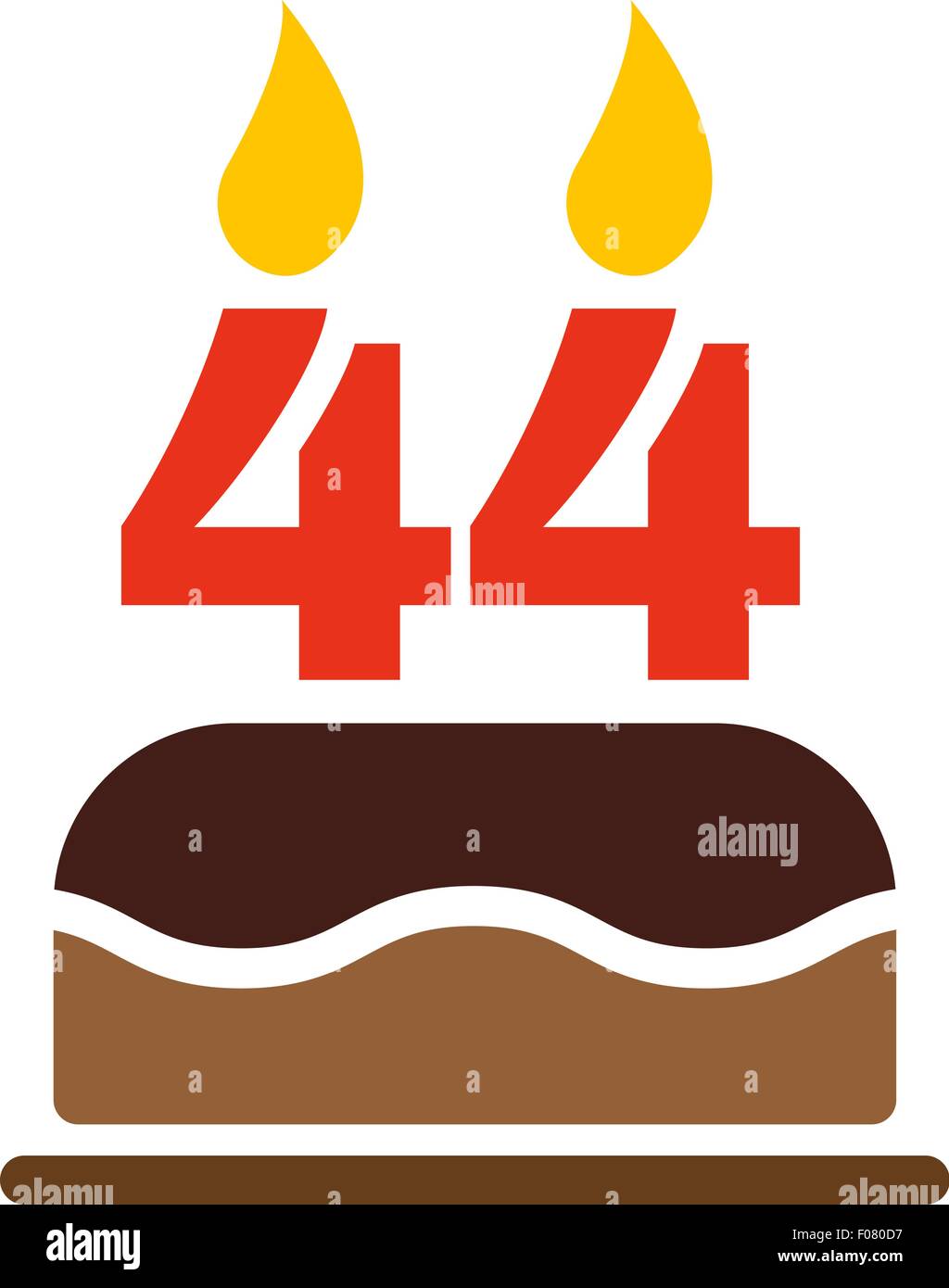 The birthday cake with candles in the form of number 44 icon. Birthday ...