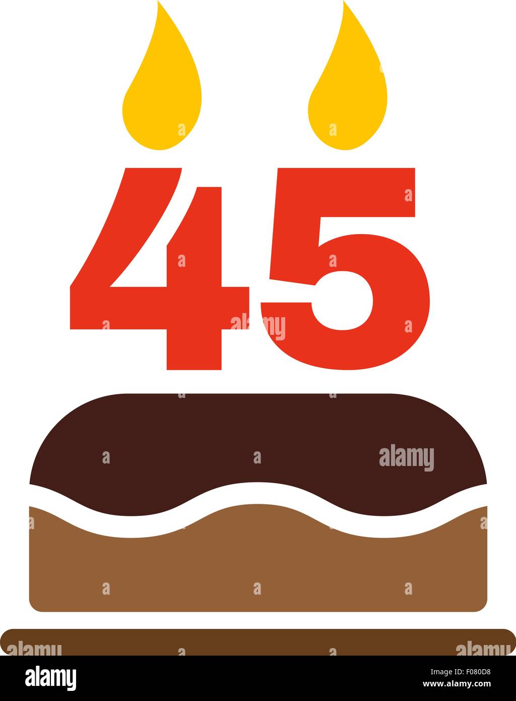 The birthday cake with candles in the form of number 45 icon. Birthday ...