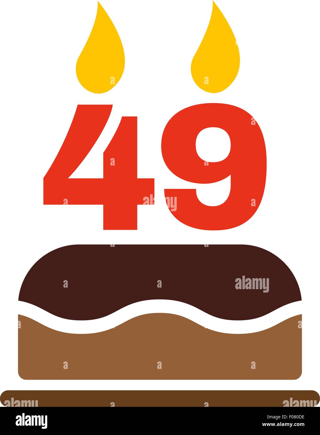 The birthday cake with candles in the form of number 49 icon. Birthday ...