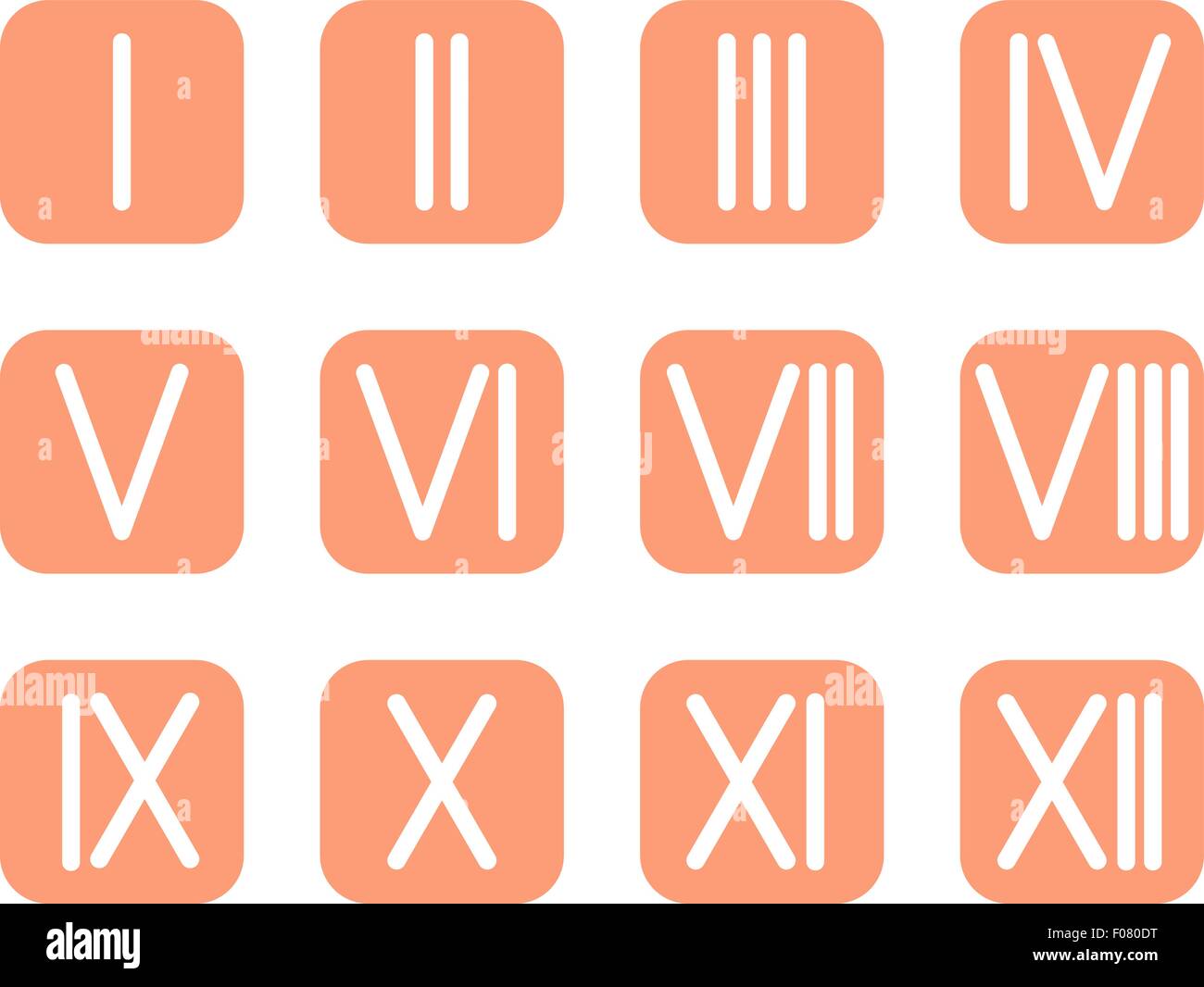 Set Roman numerals 1-12 icon. vector Stock Vector Image & Art - Alamy