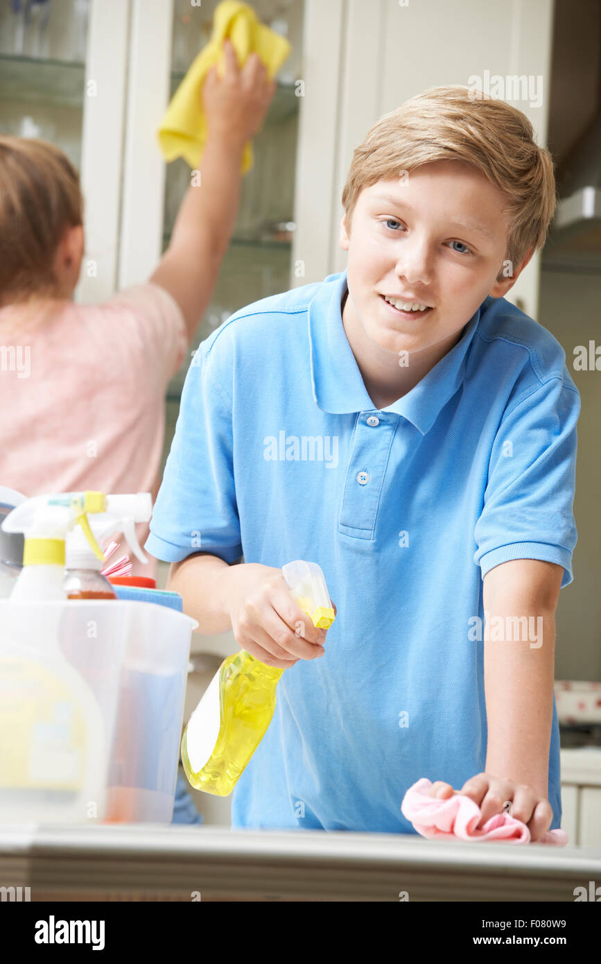 Children Helping to Clean House Stock Photo - Alamy