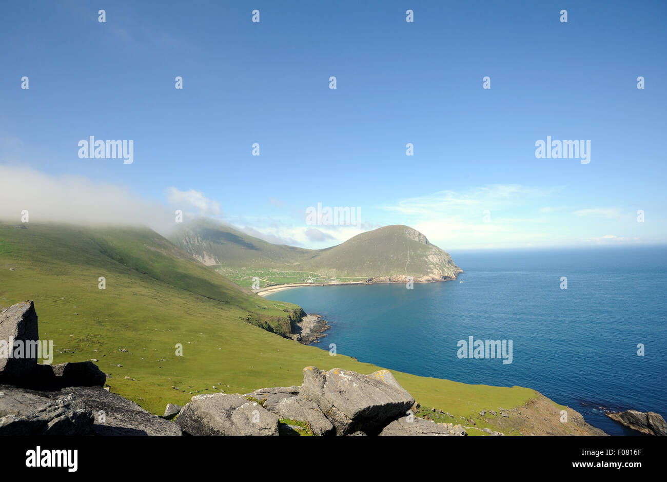 Village Bay from Ruival with the hills of Oiseval to the right and ...