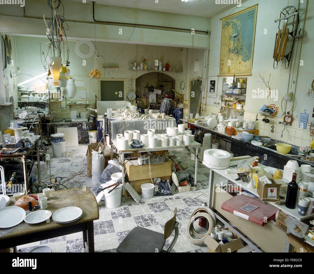 Messed up workshop of porcelain designed by JKN Stock Photo - Alamy