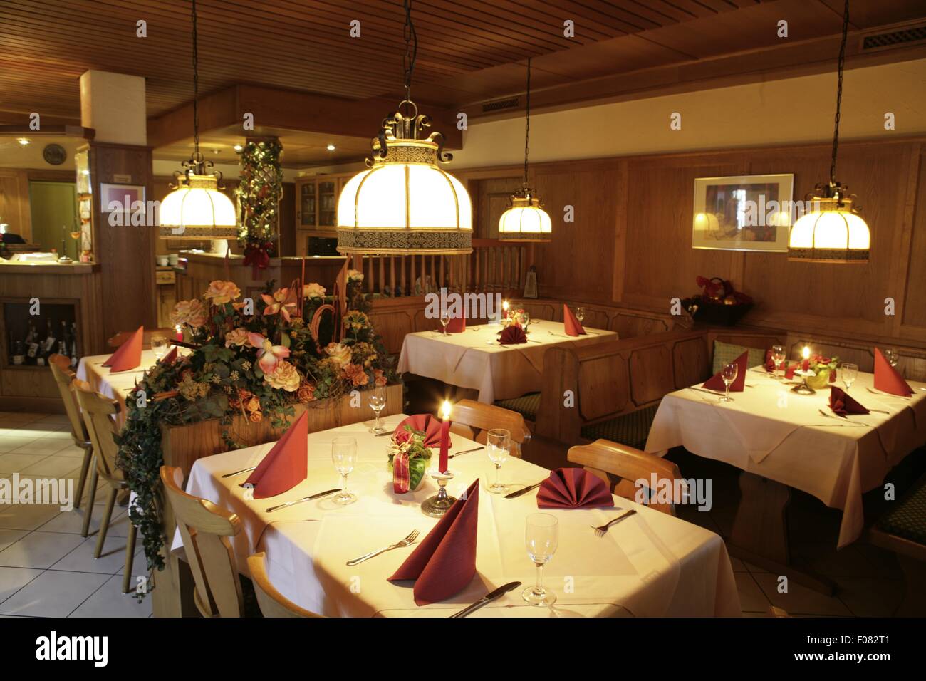 Tables laid in restaurant, Germany Stock Photo - Alamy