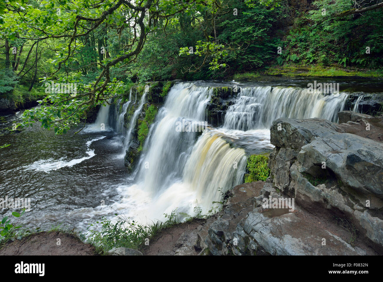 Sgwd y Pannwr, one of the four main waterfalls on the Afon Mellte River ...