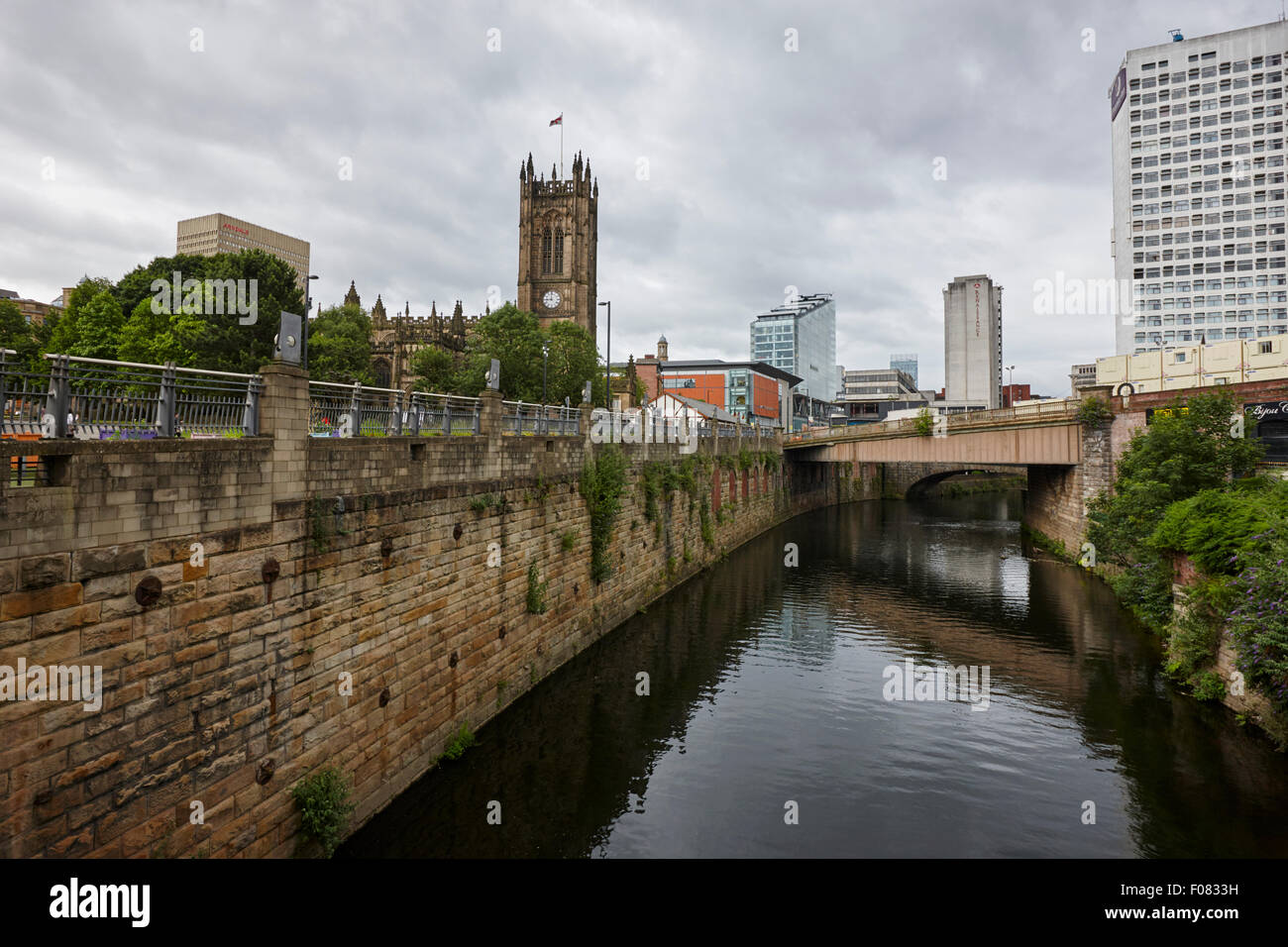 river irwell flowing between manchester on the left and salford on the ...